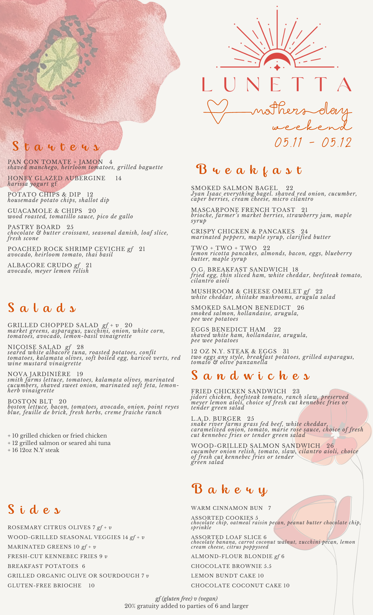 Restaurant & Menus - Lunetta