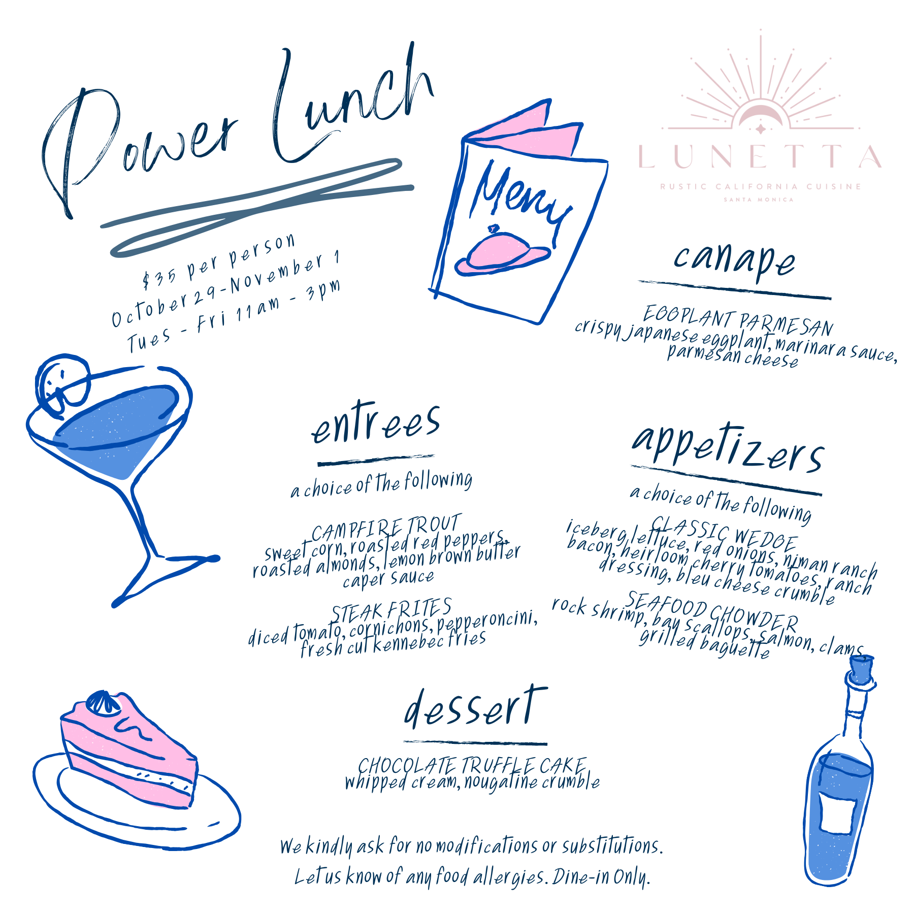 Restaurant & Menus - Lunetta